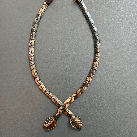 Jewelry | Vintage Copper Leaf Necklace Artisan Choker 38 Wide Clink ...
